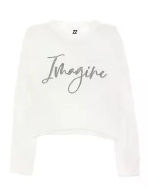 Izzue Embroidered-slogan Semi-sheer Jumper - White