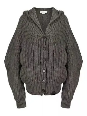 Stella McCartney Hooded Ribbed Knit Cardigan - Grey