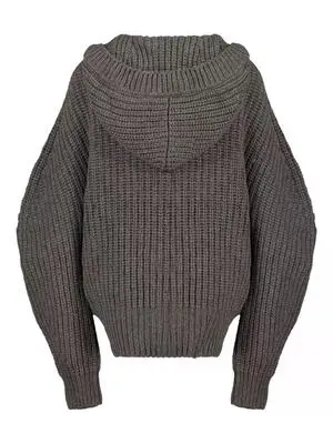 Stella McCartney Hooded Ribbed Knit Cardigan - Grey