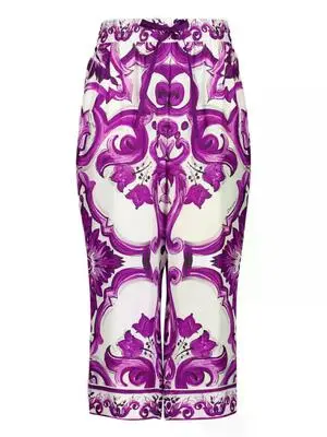 Dolce & Gabbana Majolica-print Palazzo Pants - Purple