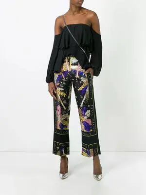 Emilio Pucci Feather Motif Cropped Trousers