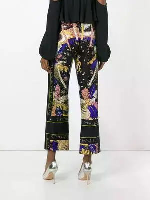 Emilio Pucci Feather Motif Cropped Trousers