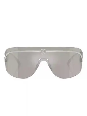 Dolce & Gabbana Logo-plaque Shield Sunglasses - Silver
