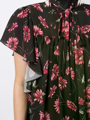 Adam Lippes Floral-print Flounce Sleeve Blouse