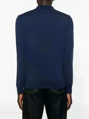 Corneliani Ribbed Long-sleeve Polo Shirt - Blue