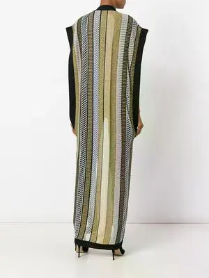 Balmain Sleeveless Knitted Long Cardigan With Drop Armholes
