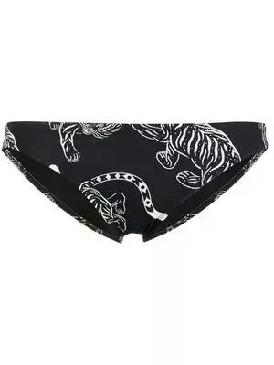 Solid & Striped The Eva Tiger-print Bikini Bottoms - Black