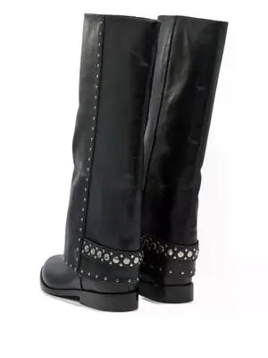 STRATEGIA SHOES Stud-embellished Leather Boots - Black