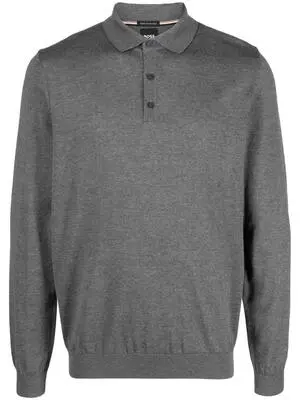 BOSS Lancione Virgin Wool Polo Shirt - Grey