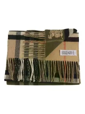 Burberry Contrast Check Cashmere Scarf - Green