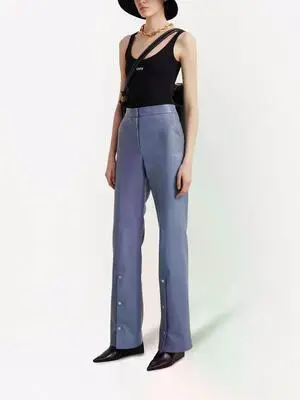 Off-White Flared Trousers With Snap Split