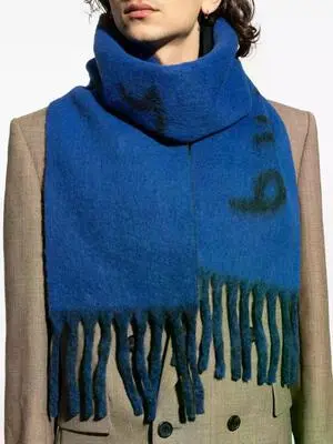 Burberry Logo-detail Fringed Scarf - Blue