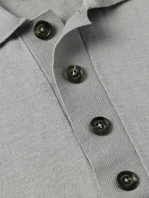 Eleventy Cotton And Cashmere-blend Polo Shirt - Gray