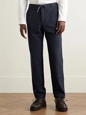 Hartford Tanker Straight-leg Wool-blend Trousers - Blue
