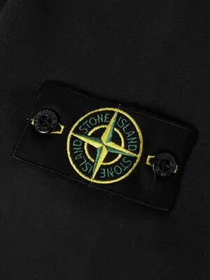 Stone Island Logo-appliquéd Garment-dyed Organic Cotton-jersey Sweatshirt - Black