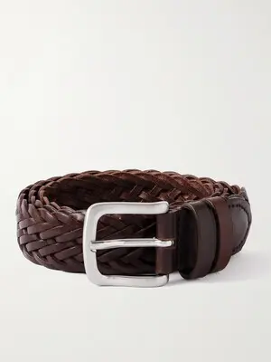 Mr P. 3cm Woven Leather Belt - Brown