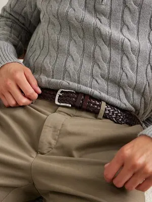 Mr P. 3cm Woven Leather Belt - Brown