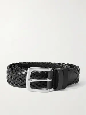 Mr P. 3cm Woven Leather Belt - Black