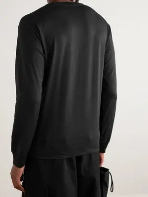 Stone Island Logo-appliquéd Garment-dyed Cotton-jersey T-shirt - Black
