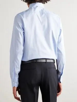 Zegna Cutaway-collar Textured-cotton Shirt