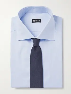 Zegna Cutaway-collar Textured-cotton Shirt