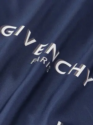 Givenchy Convertible-collar Logo-print Silk-twill Shirt