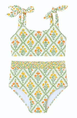 HERMOZA Little Lauren Two Piece Swimsuit - Floral Tile