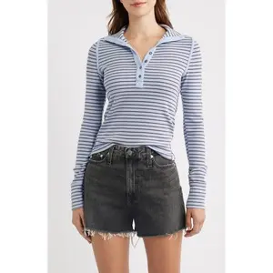Free People Free People Lake Stripe Rib Henley Cornflower Combo