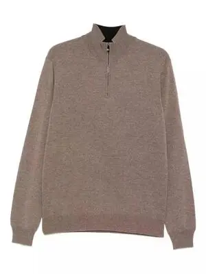 Corneliani High-neck Half-zip Sweater - Brown
