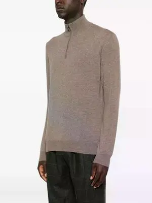 Corneliani High-neck Half-zip Sweater - Brown