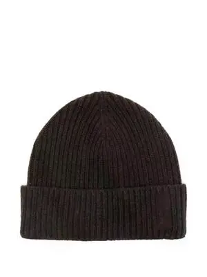 Paul & Shark Ribbed Wool Beanie - Brown