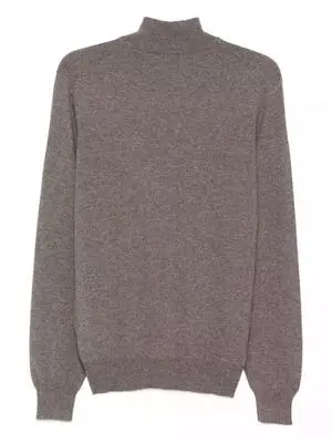 BARBA NAPOLI High-neck Half-zip Sweater - Brown
