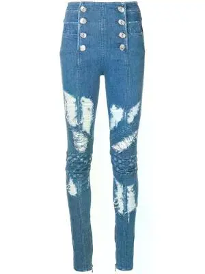 Balmain Button-front Skinny Jeans
