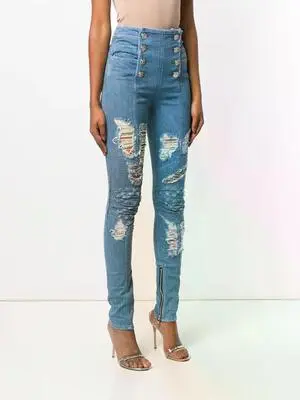 Balmain Button-front Skinny Jeans