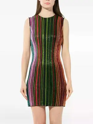 Balmain Embellished Striped Mini Dress