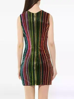 Balmain Embellished Striped Mini Dress