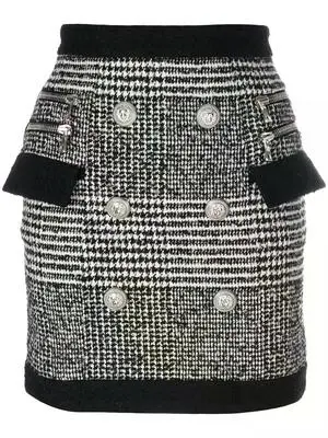Balmain Buttoned Tweed Mini Skirt