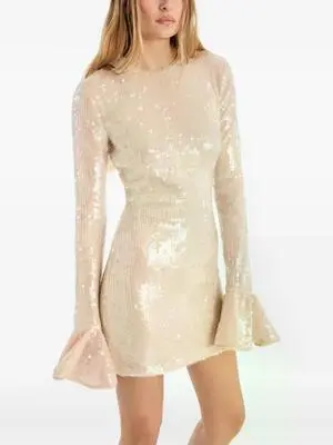 ROTATE BY BIRGER CHRISTENSEN Sequin Mini Dress - Neutrals