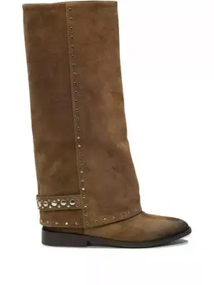 STRATEGIA SHOES Stud-embellished Suede Boots - Brown