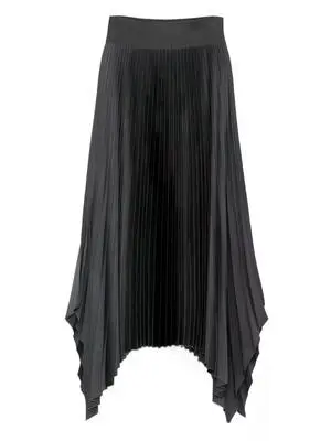 JOSEPH Pleated Asymmetric Hem Midi Skirt