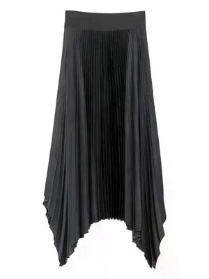 JOSEPH Pleated Asymmetric Hem Midi Skirt