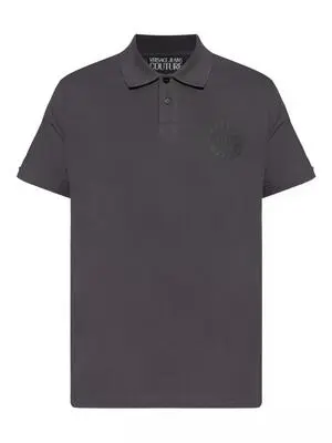Versace Logo Cotton Polo Shirt - Grey