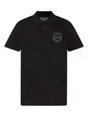 Versace Logo Cotton Polo Shirt - Black
