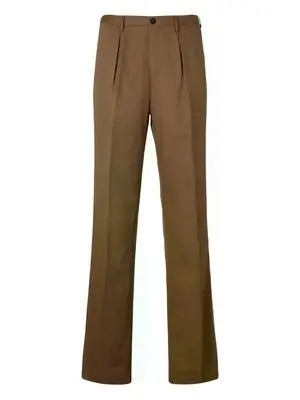 SLOWEAR Pleated Cotton-blend Trousers - Brown