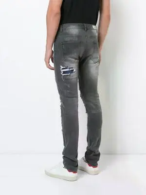 GOD'S MASTERFUL CHILDREN Strati Plaid Panel Distressed Jeans
