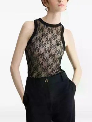PATOU Floral-pattern Lace Tank Top - Black