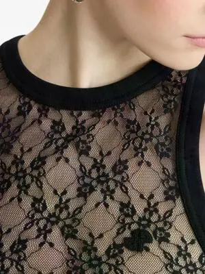 PATOU Floral-pattern Lace Tank Top - Black