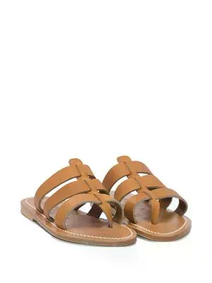 K.JACQUES Leather Thong Sandals - Brown