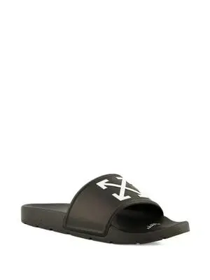 Off-White Arrow Motif Slip-on Sliders - Black