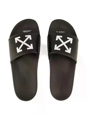 Off-White Arrow Motif Slip-on Sliders - Black